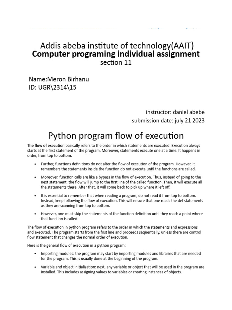 Assignment 1 | PDF | Control Flow | Computer Program