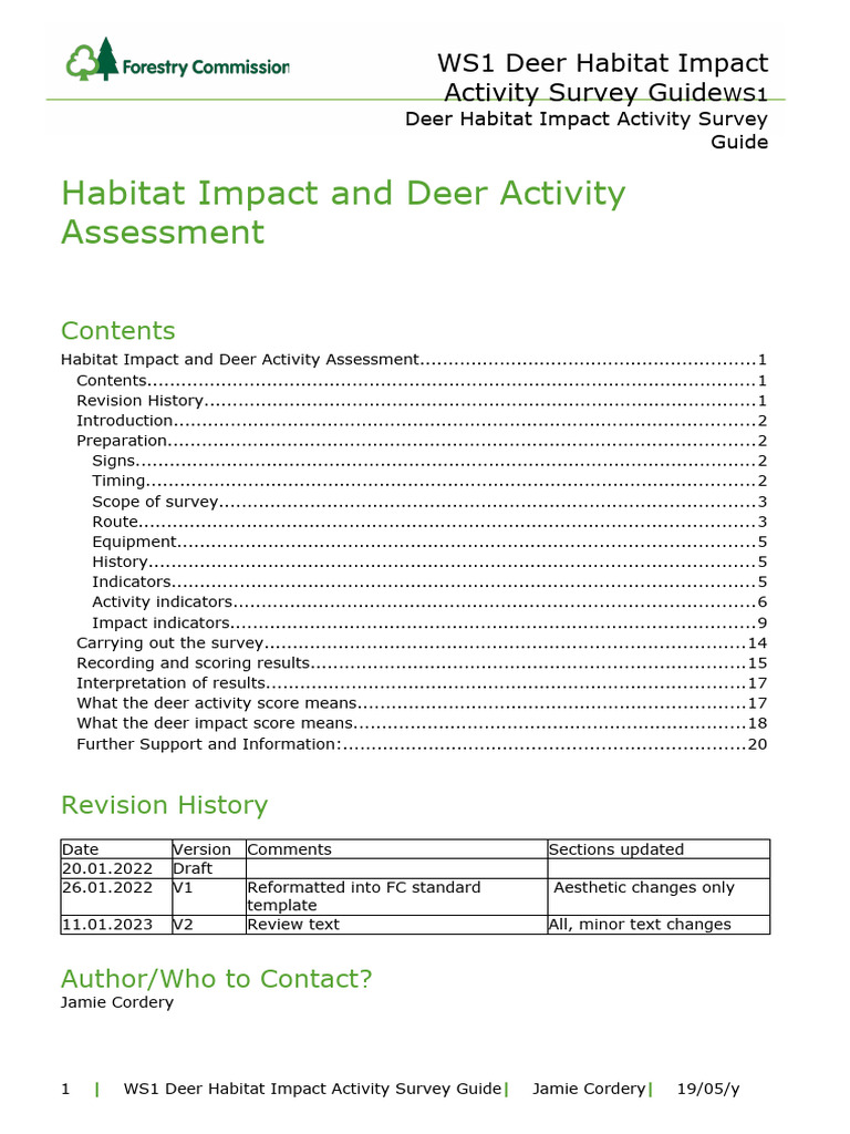 WS1 Deer Habitat Impact Activity Survey Guide | PDF | Deer | Surveying