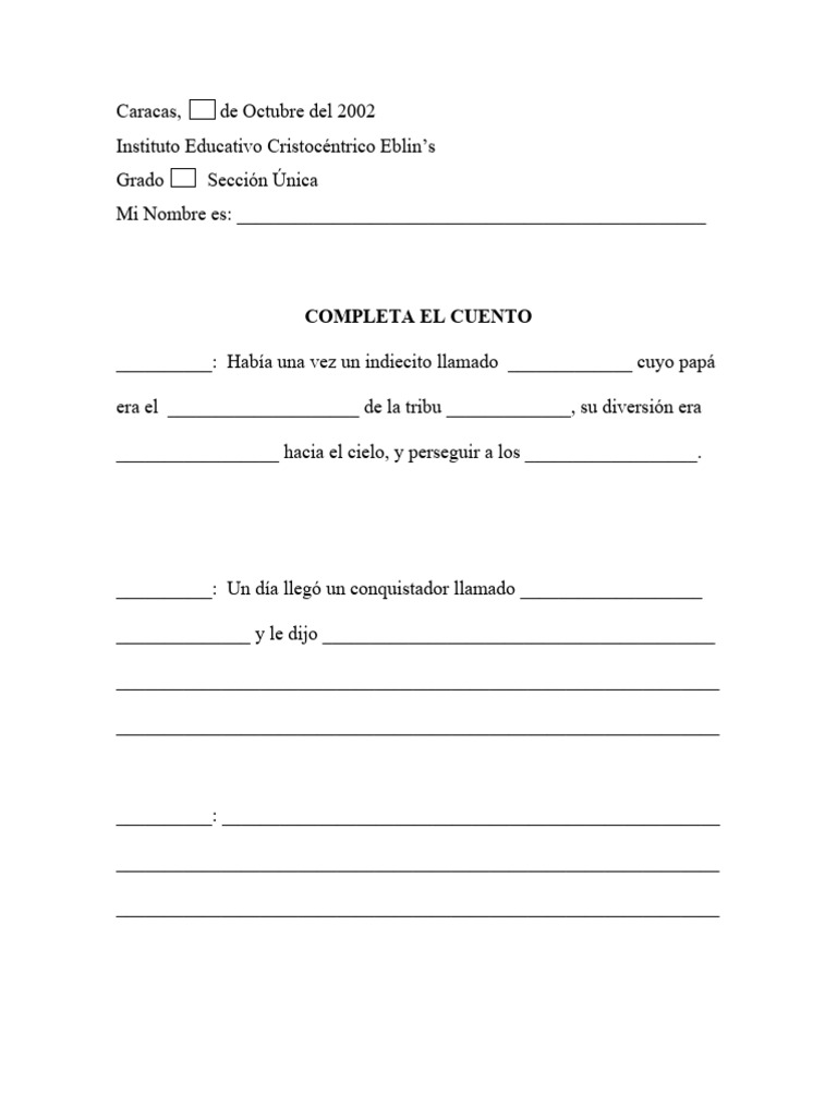 Completa El Cuento | PDF