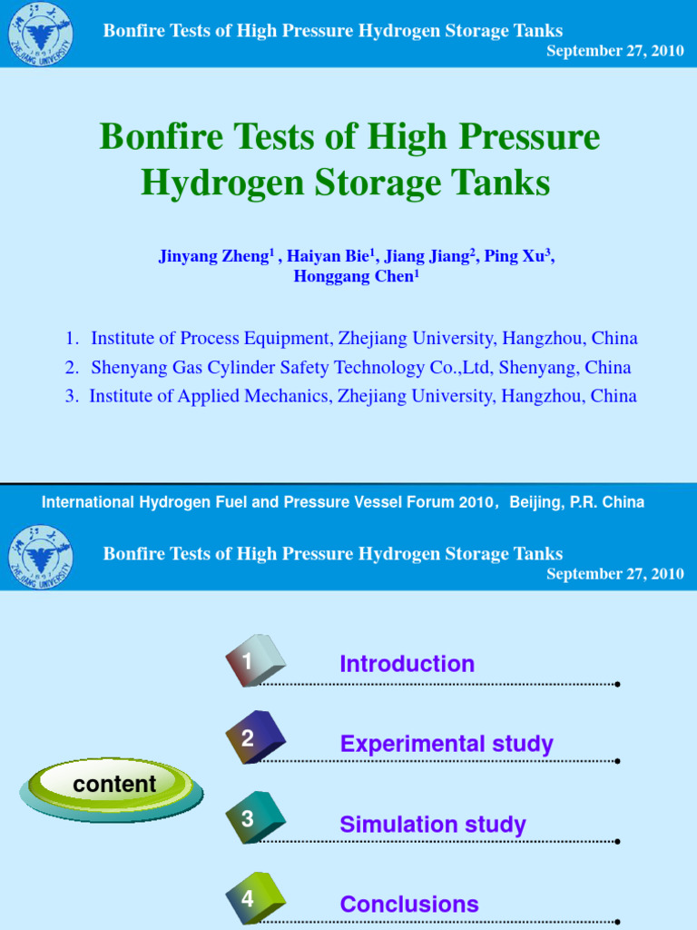 Bonfire Tests High Pressure Hydrogen Storage Tanks | PDF | Hydrogen | Gases