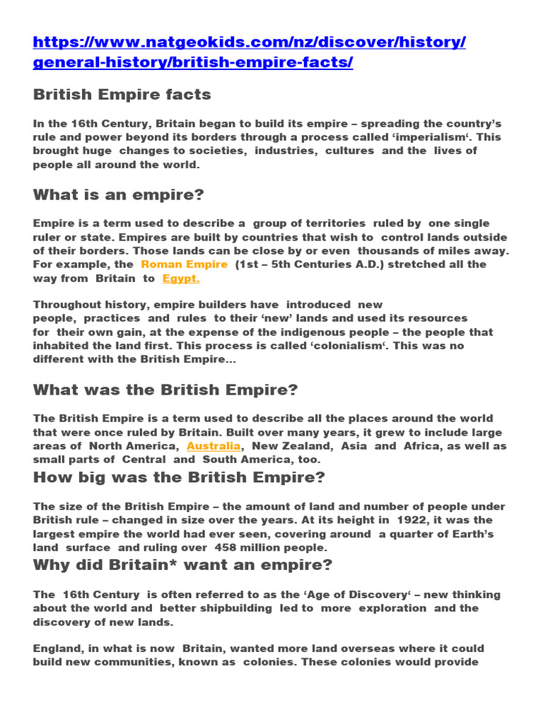 British Empire facts | PDF | Atlantic Slave Trade | British Empire