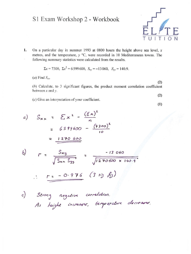 S1 Workshop 2 Answer Booklet | PDF
