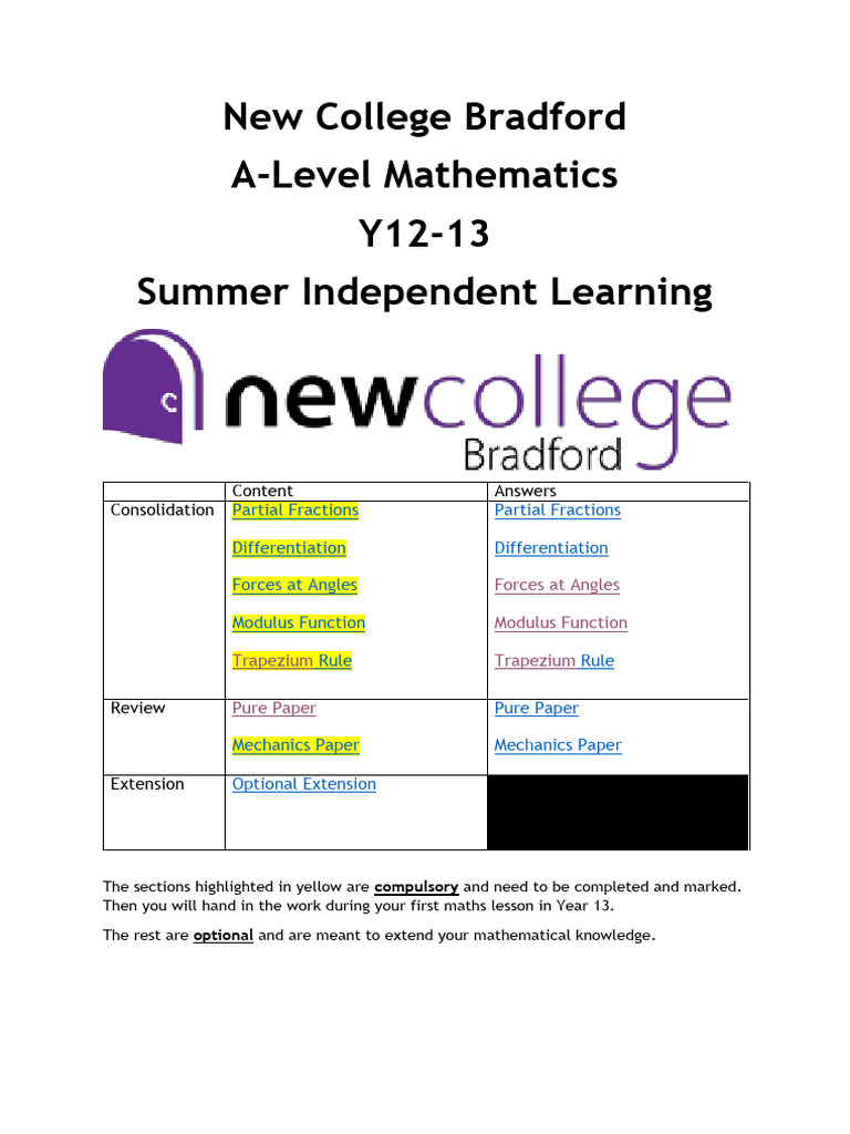 NCB Y12 13 A Level Maths Sil 2021 | PDF | Acceleration | Velocity