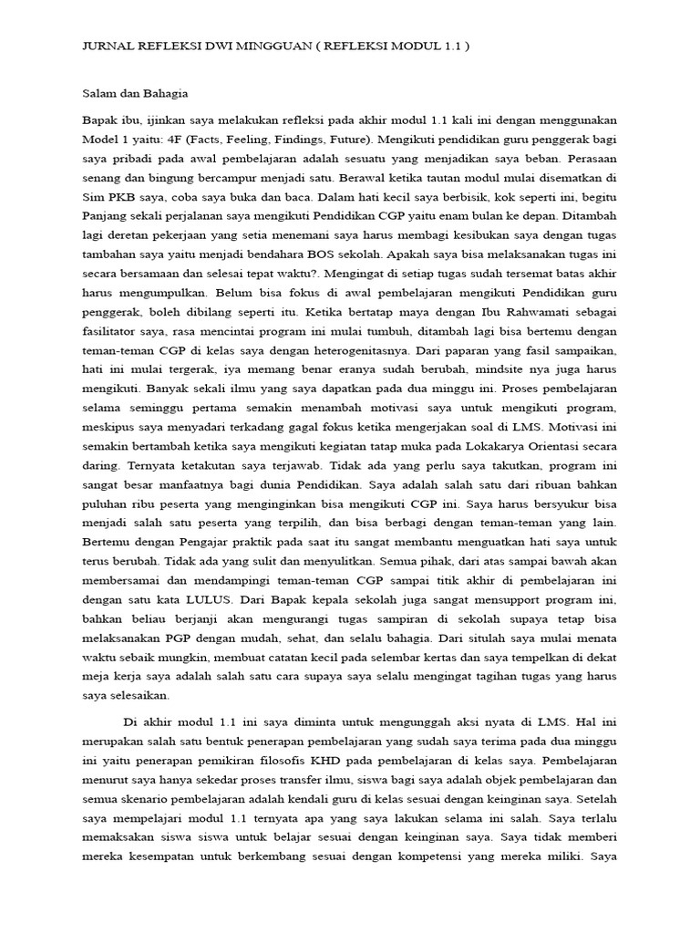 Jurnal Refleksi Dua Mingguan-Modul 1.1 | PDF