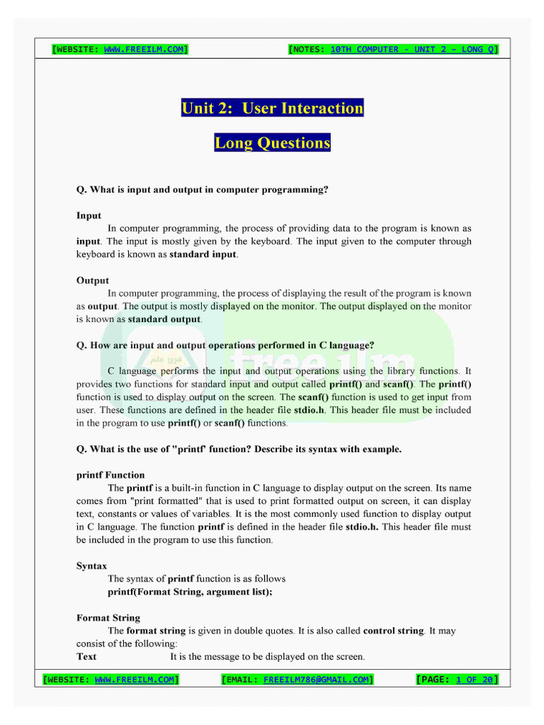 10th Comp Ch 2 LQ | PDF