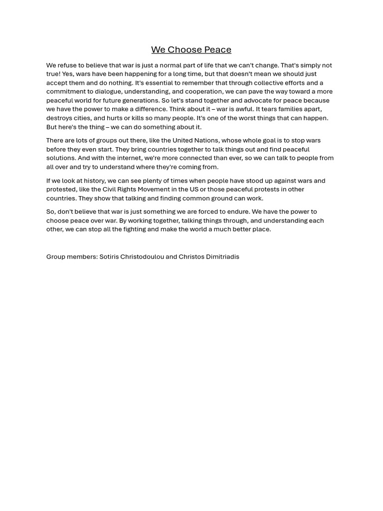 We Choose Peace | PDF