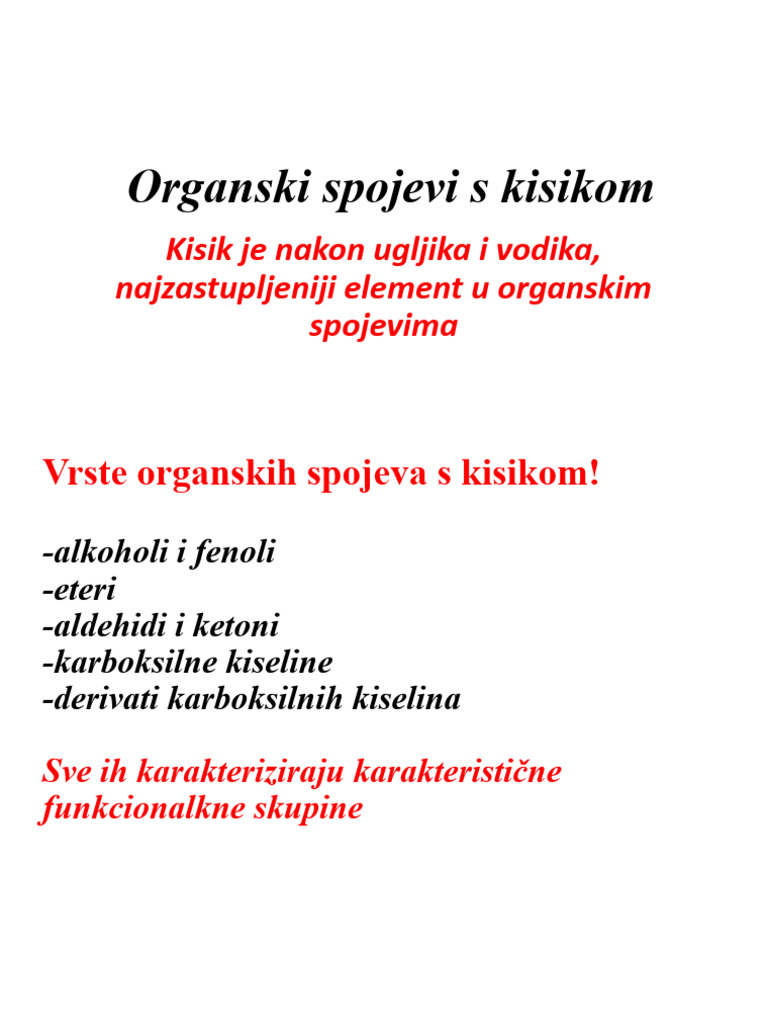 Organski Spojevi S Kisikom | PDF