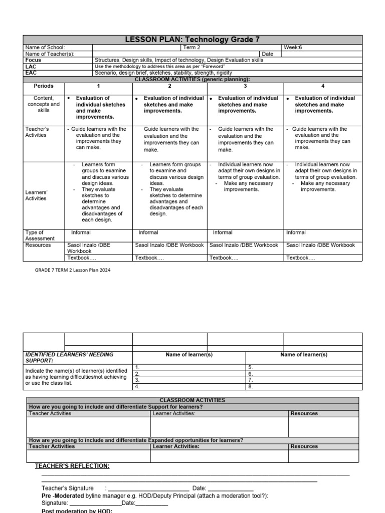 Grade 7 Term 2 of 2024 LP Week 6 | PDF | Lesson Plan | Teachers