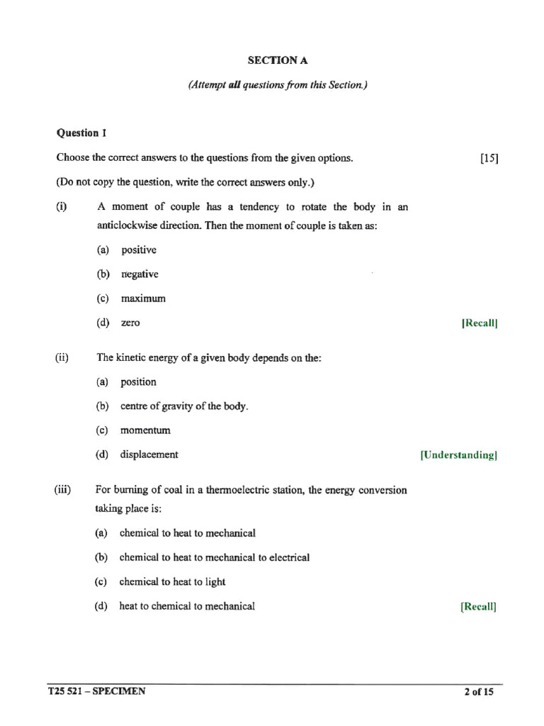 Icse Examination Specimen Question Paper Physics 2025 | PDF | Neutron ...