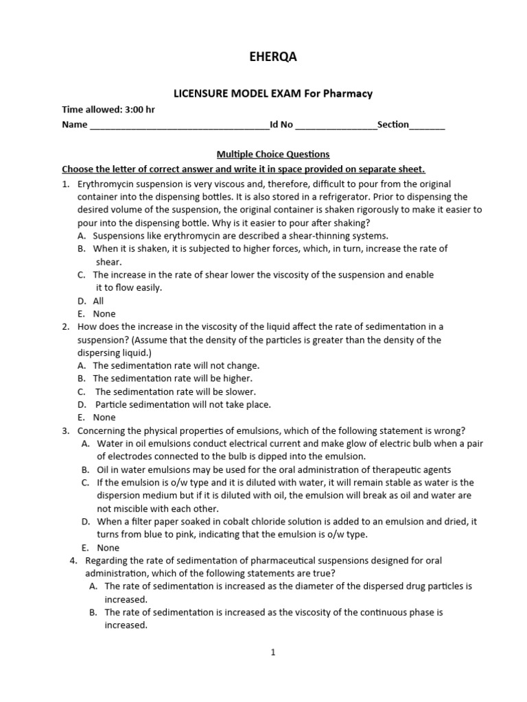 Coc Exam 4 Phar | PDF | Tablet (Pharmacy) | Emulsion