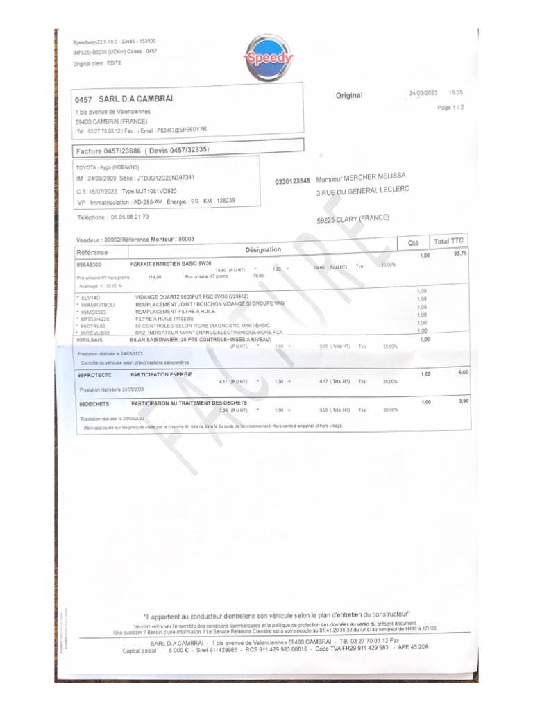 Facture Vidange | PDF