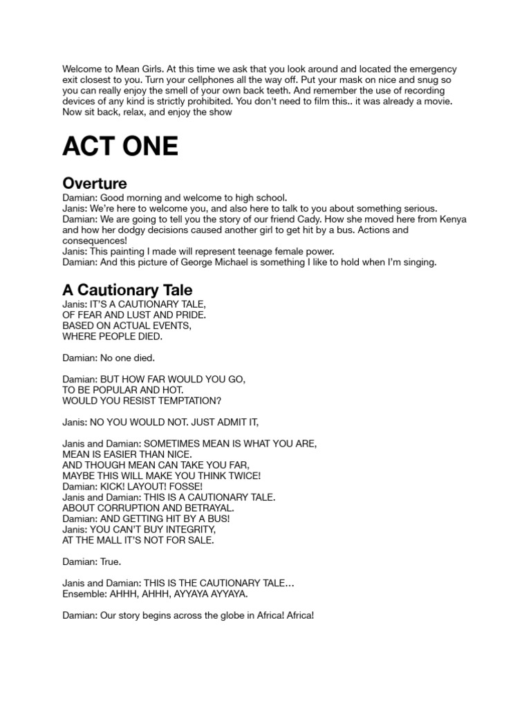 Mean Girls 3.0 Script | PDF