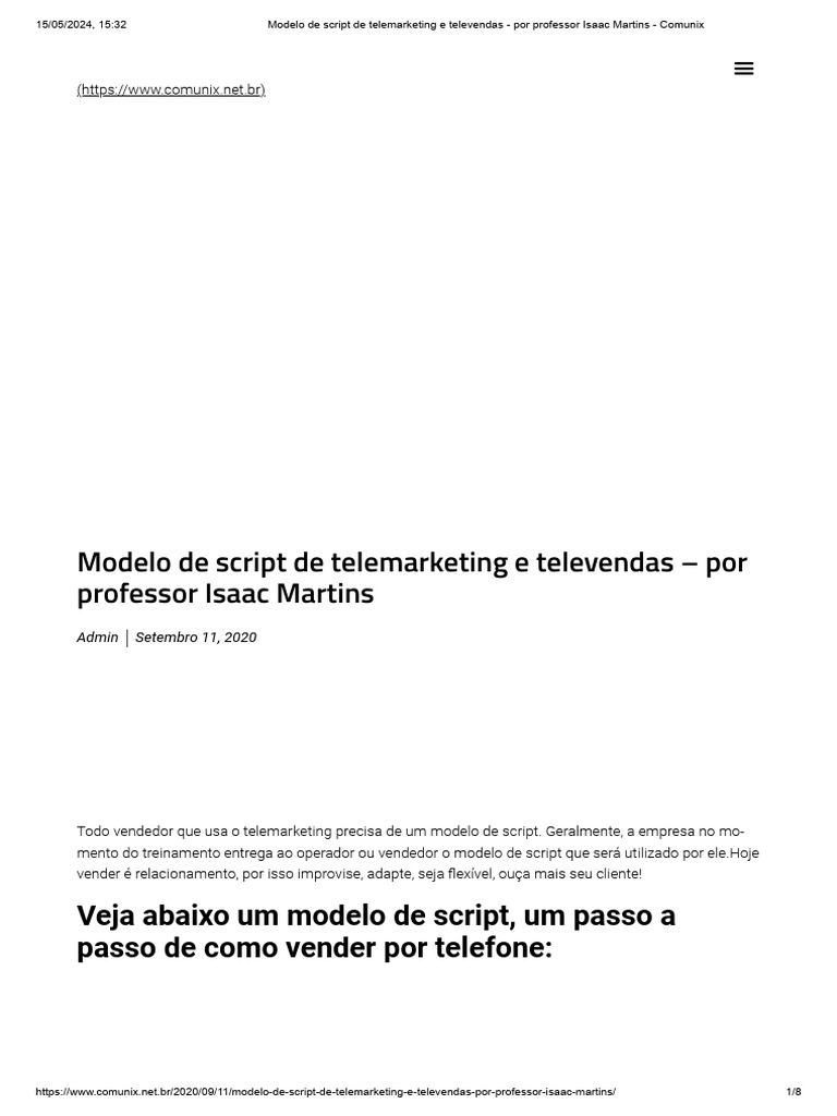 Modelo de Script de Telemarketing e Televendas - Por Professor Isaac ...