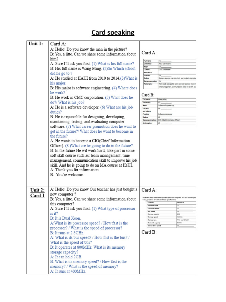 Card Speaking Pdf Computer Data Storage Graphical User Interfaces