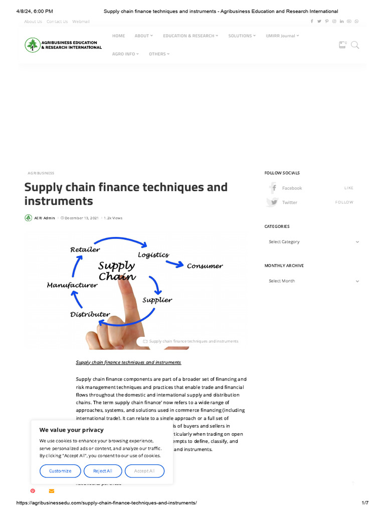 Supply Chain Finance Techniques and Instruments - Agribusiness ...