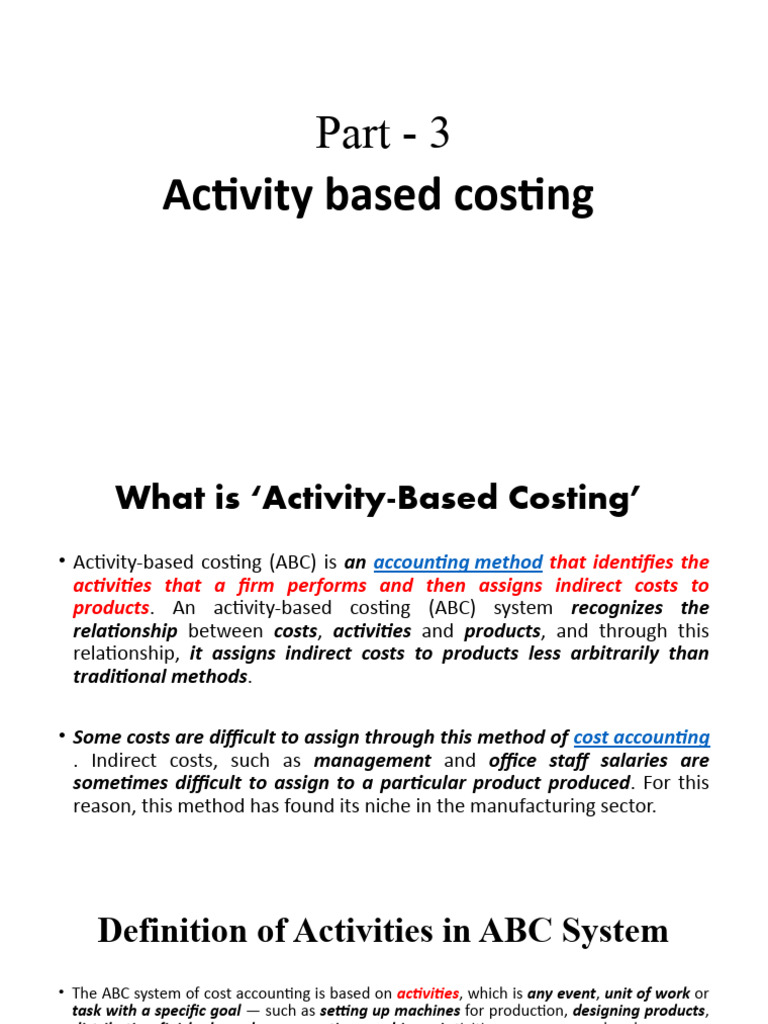 Part - 3 - ABC Costing | PDF | Cost Accounting | Business Economics