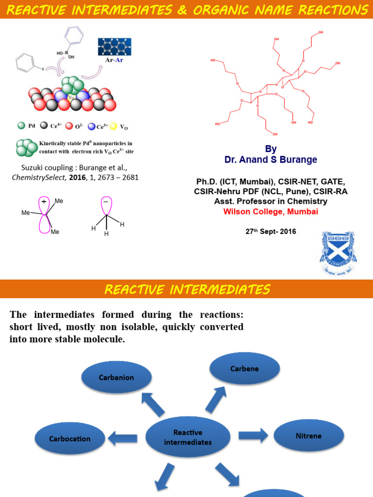 Reactive Intermediates in Organic Chemistry | PDF | Amine | Acid