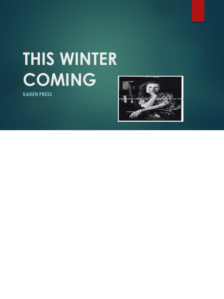 Analysis of "This Winter Coming" | PDF | Poetry