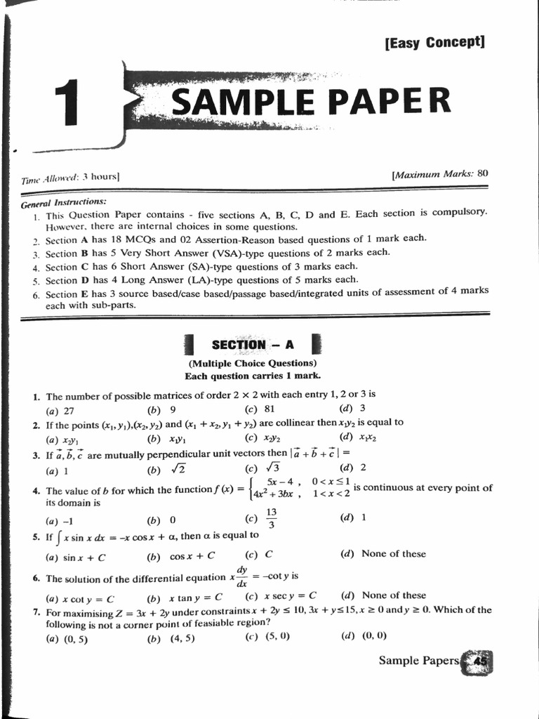 12th Sample Paper | PDF