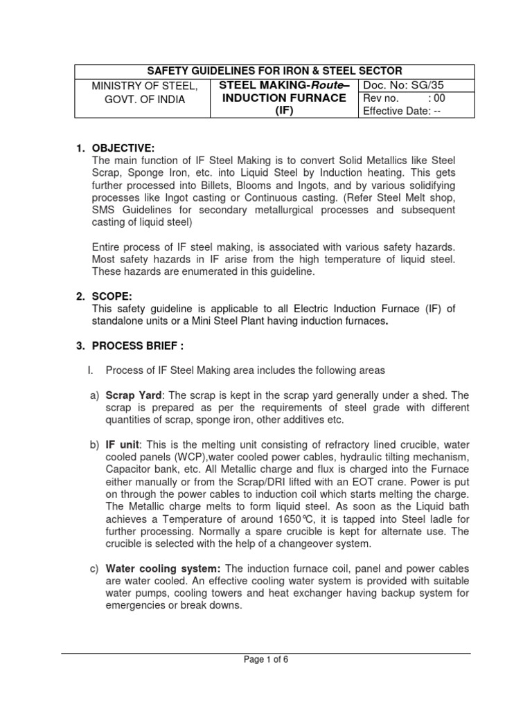 Safety Guidelines for Induction Furnaces | PDF | Steel | Transformer