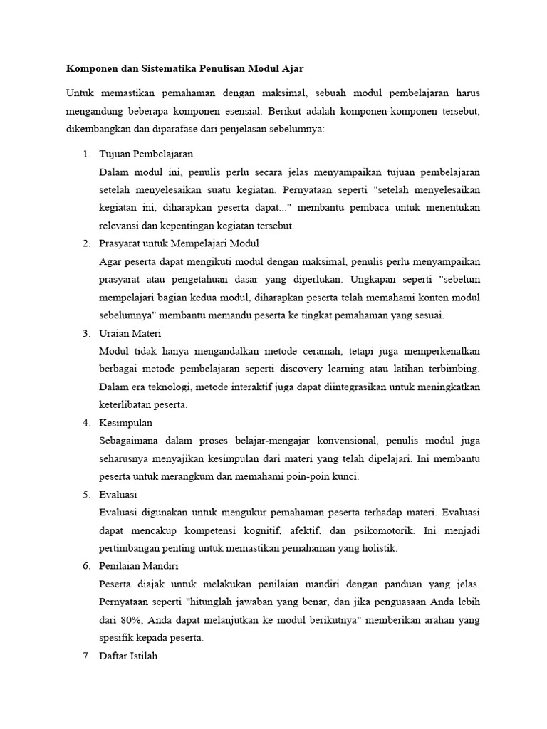 Komponen Dan Sistematika Penulisan Modul Ajar | PDF | Karier ...