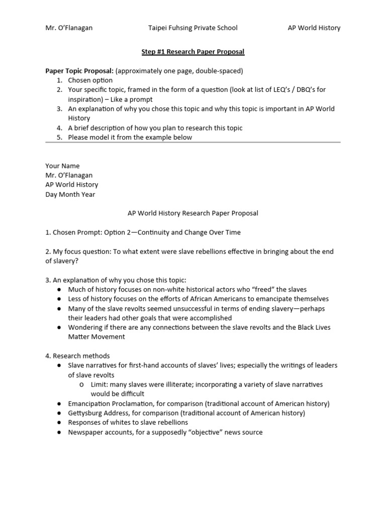 APWH - Research Paper Proposal | PDF