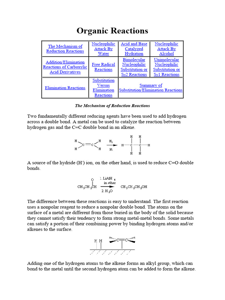 Organic Reactions | PDF | Chemical Reactions | Radical (Chemistry)