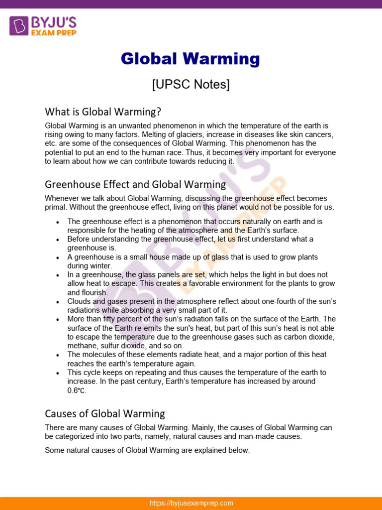 Global Warming: Causes and Effects | PDF | Greenhouse Effect | Climate ...