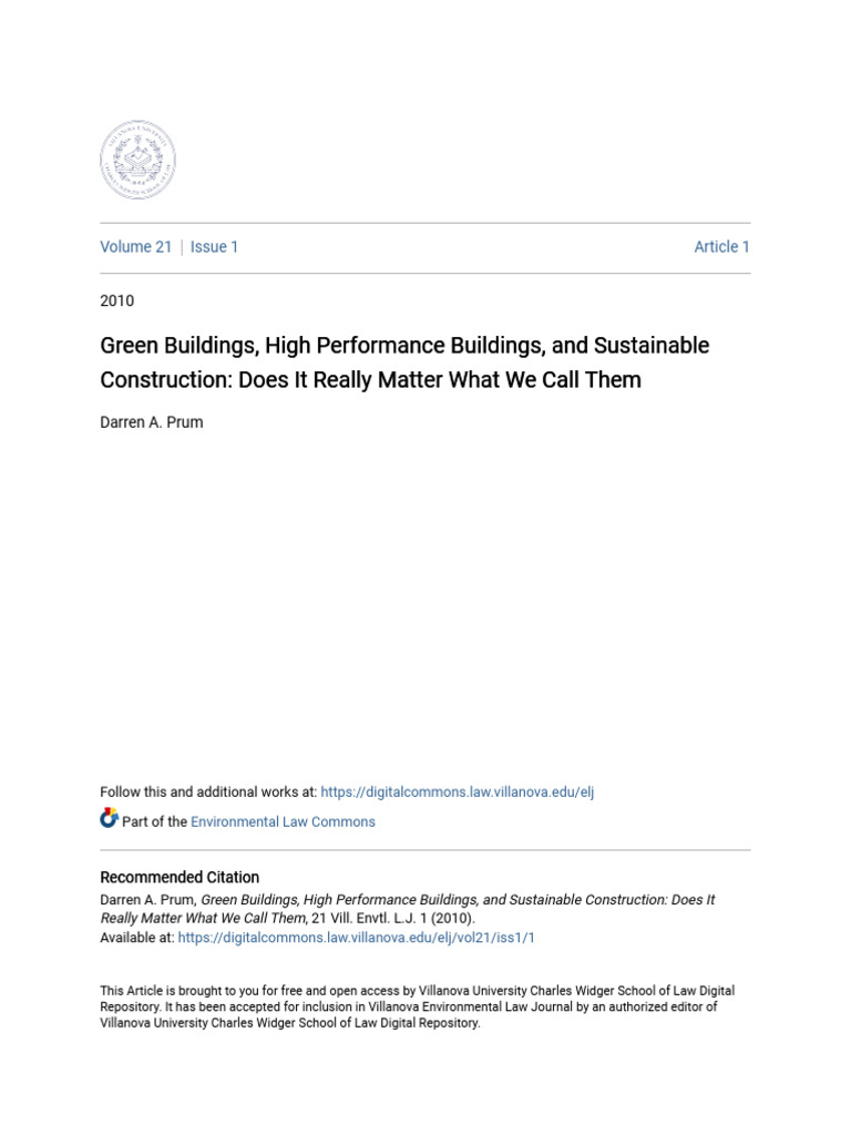 Green Buildings High Performance Buildings and Sustainable Cons | PDF ...