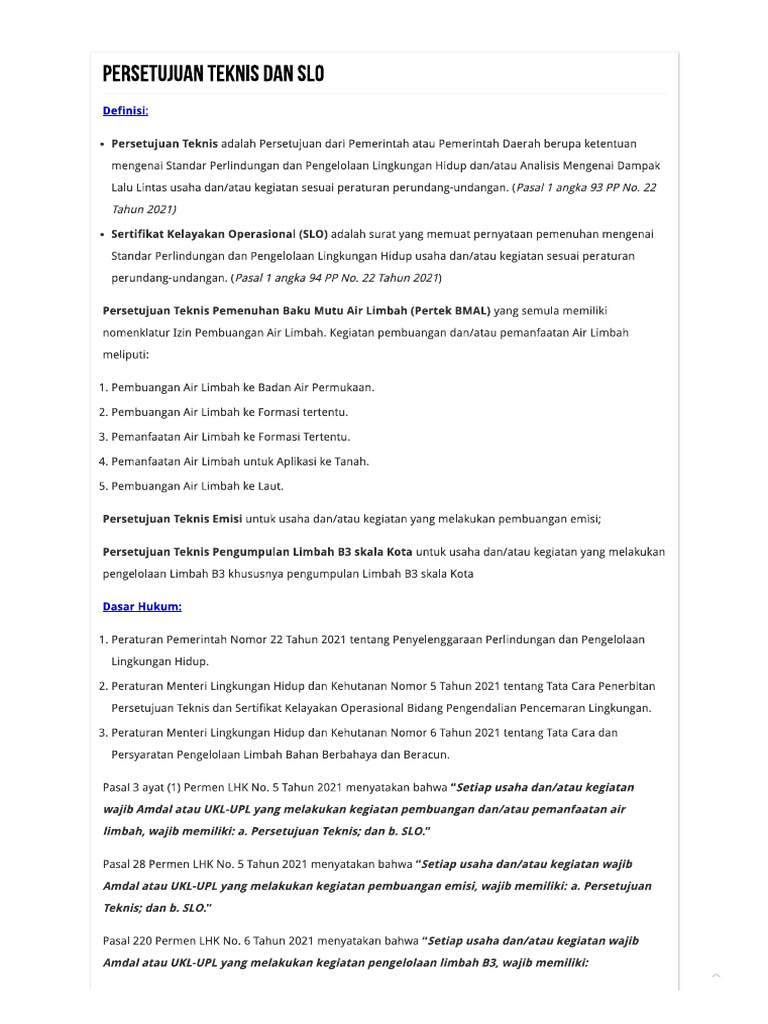 Persetujuan Teknis Dan SLO - DLHKP Kota Pasuruan | PDF