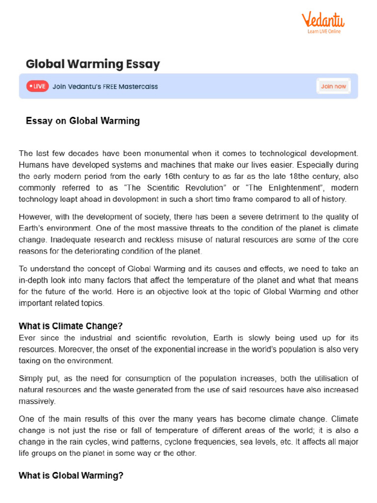 Global Warming Essay | PDF