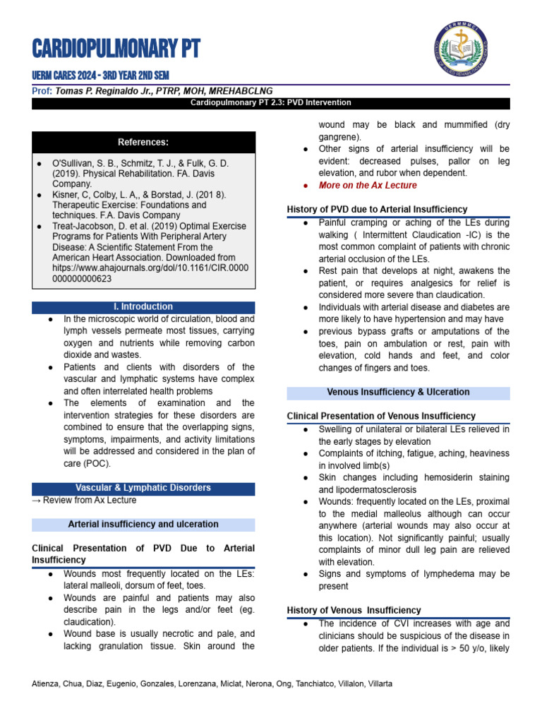 CPPT 2.3 - PVD Intervention | PDF | Wound | Edema
