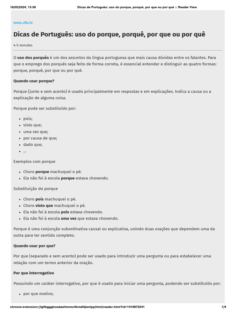 Dicas de Português - Uso Do Porque, Porquê, Por Que Ou Por Quê | PDF ...