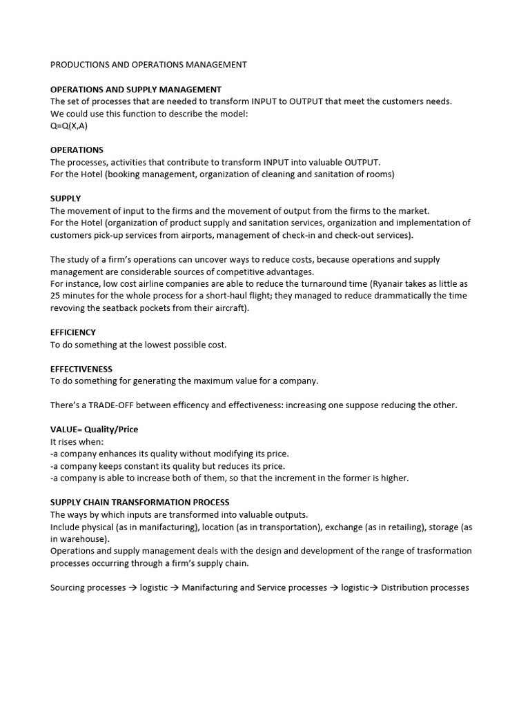 Productions and Operations Management | PDF | Economies Of Scale ...