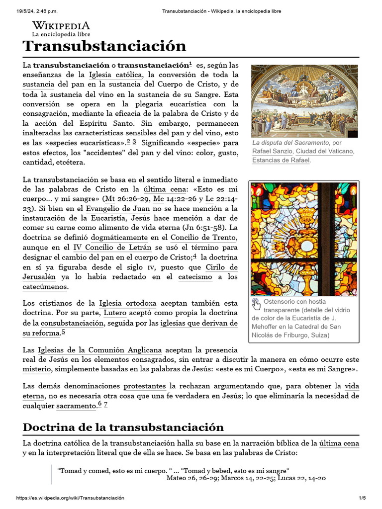 Transubstanciación | Descargar gratis PDF | eucaristía | Iglesia Católica