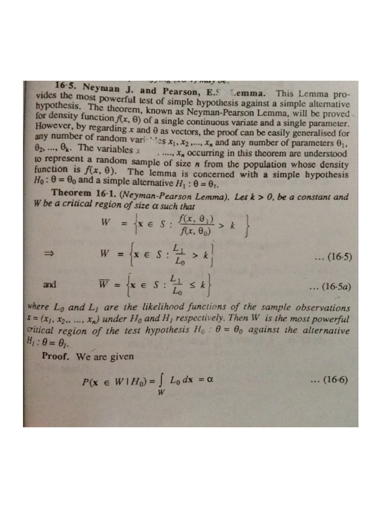 Neymann Pearson Lemma | PDF