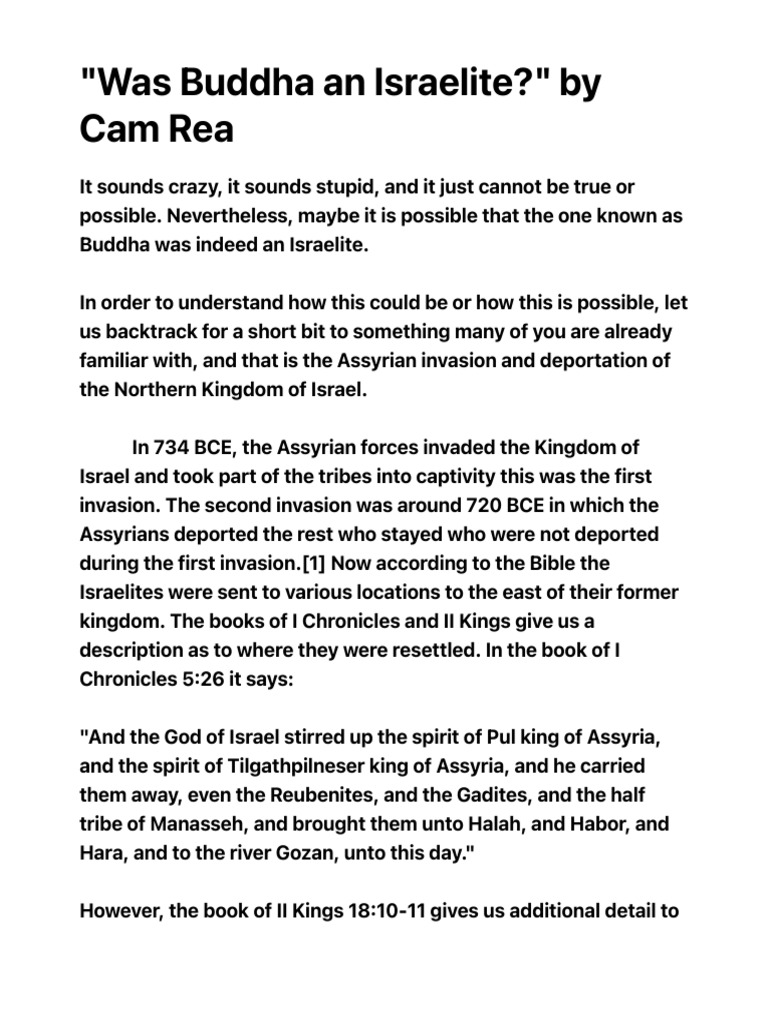 "Was Buddha An Israelite?" by Cam Rea | PDF | Ancient Peoples Of The ...
