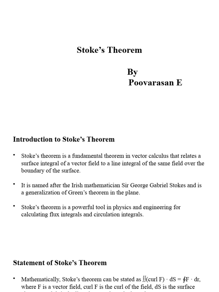 Stoke’s Theorem for Engineers | PDF