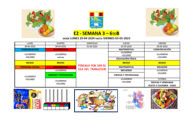 Horario E2 - Semana 3 - Margarita - 6tob - 2024 | PDF