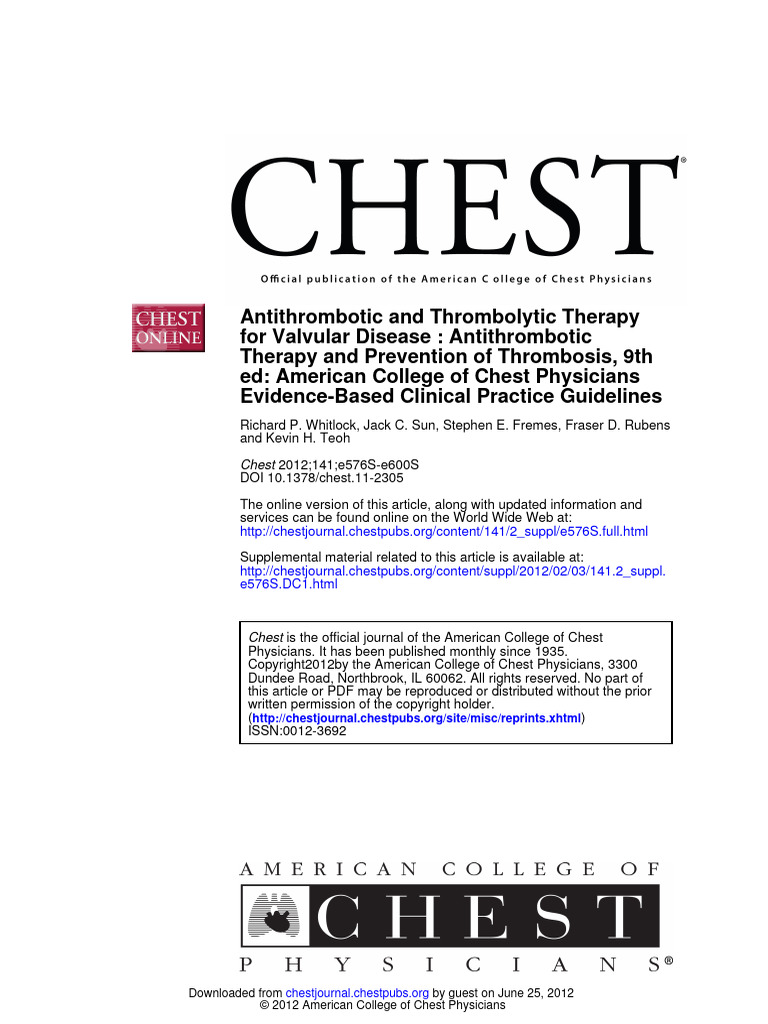 Antithrombotic and Thrombolytic Therapy For Valvar Disease | PDF ...