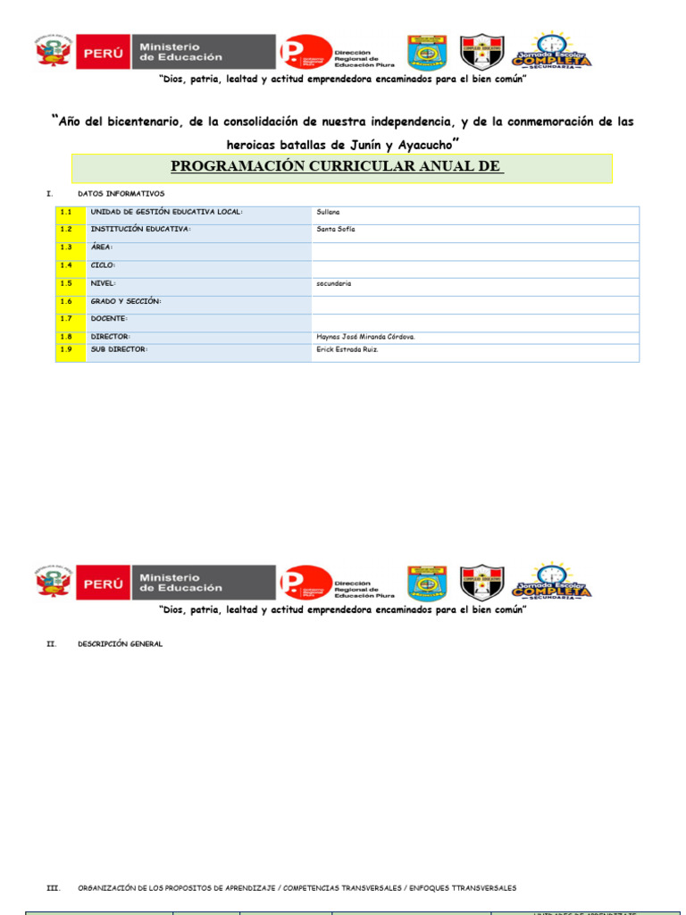 Esquema Programación - 2024 | PDF | Evaluación | Aprendizaje