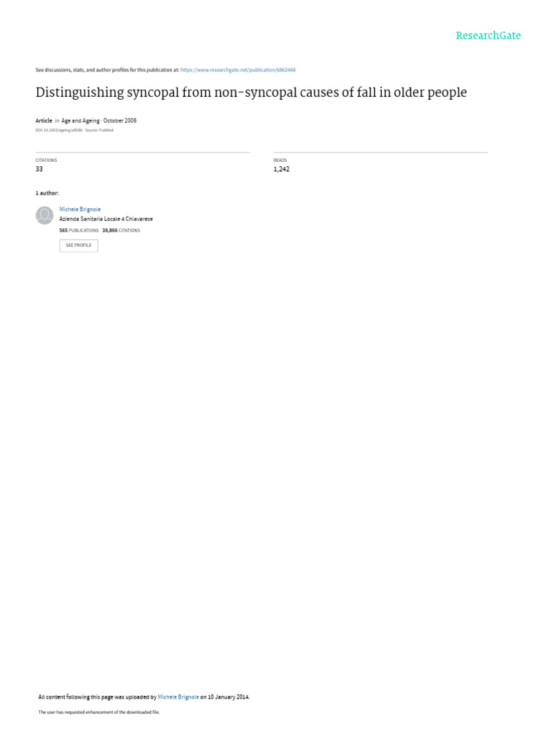 Distinguishing Syncopal From Non-Syncopal Causes of Fall in Older ...