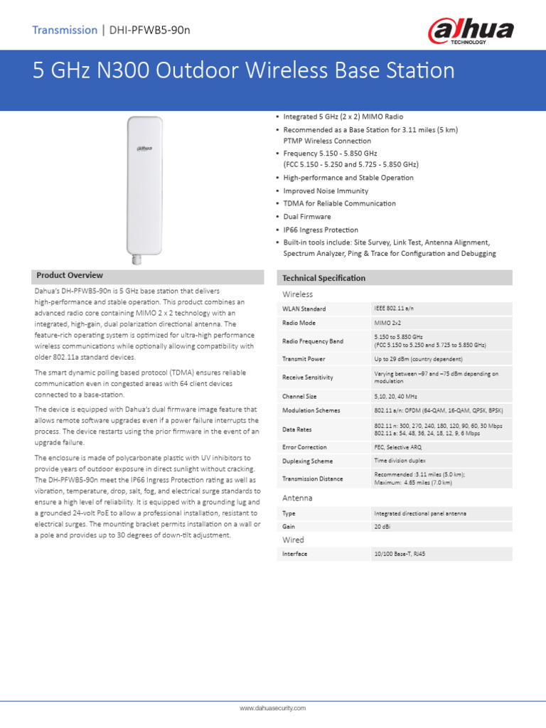 5 GHz N300 Outdoor Wireless Base Station | PDF | Ieee 802.11 | Radio
