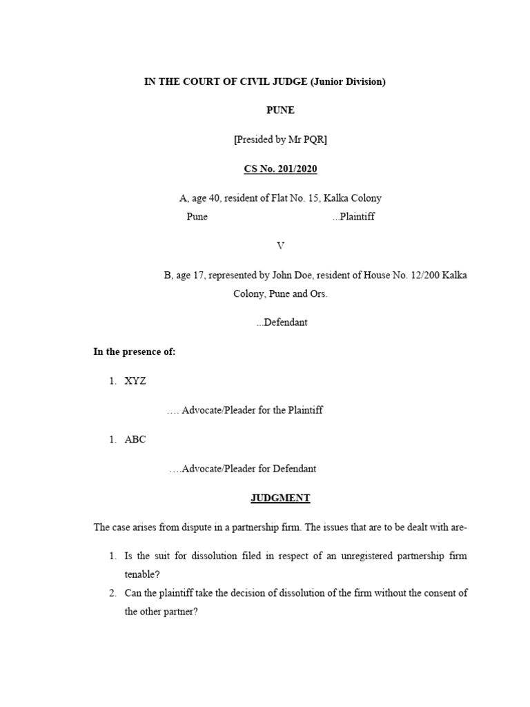 Model Civil Judgment | PDF | Partnership | Lawsuit