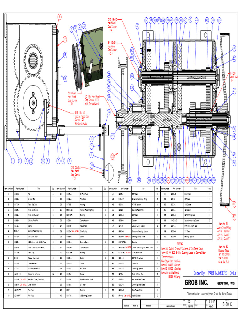 18180-C 4V Trans Assembly, MANUAL | PDF | Screw | Gear
