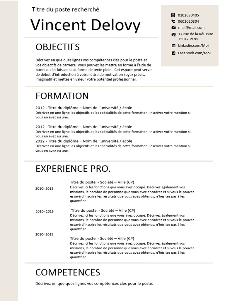 CV 160 | PDF | Évolution de carrière