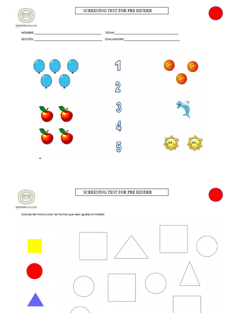 assessment pre kinder | PDF