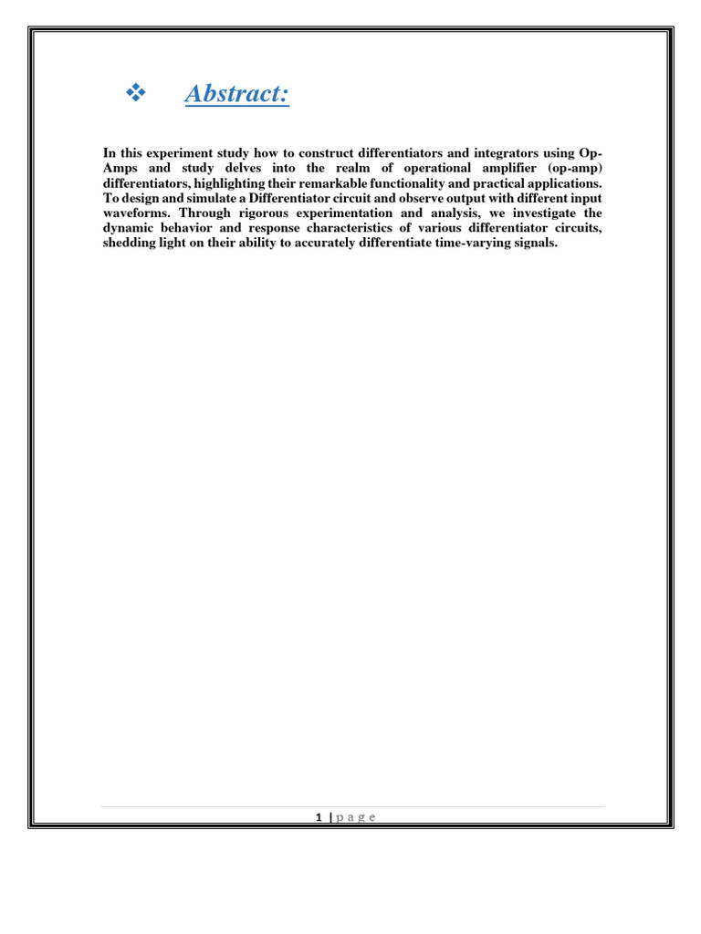 Differentiator Op-Amp-Report-Electronics | PDF | Operational Amplifier ...