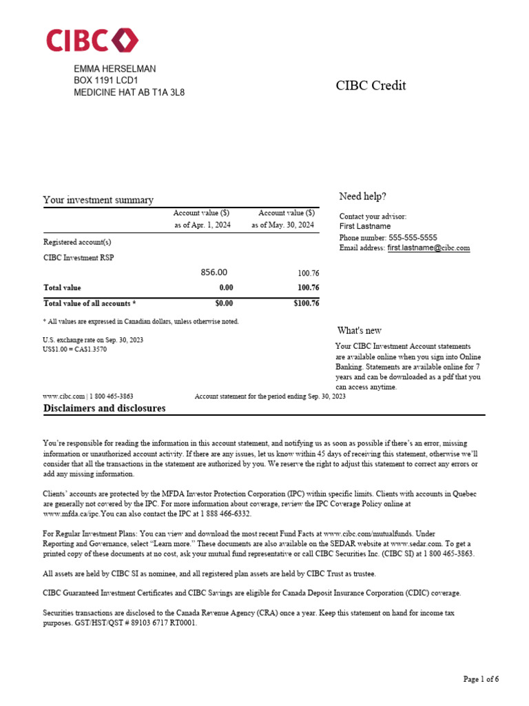 Cibc I Vestment Statement-En | PDF | Investing | Financial Services