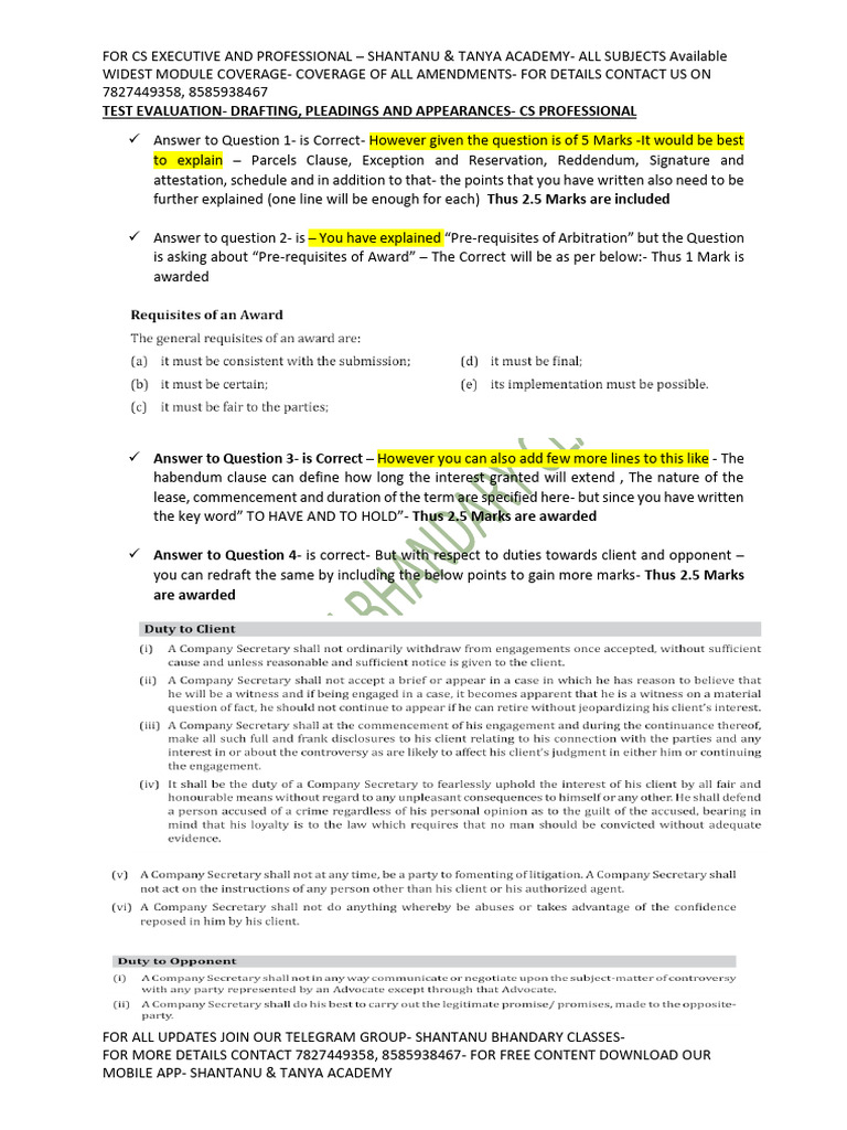 Test Evaluation Drafting | PDF | Assignment (Law) | Business Law